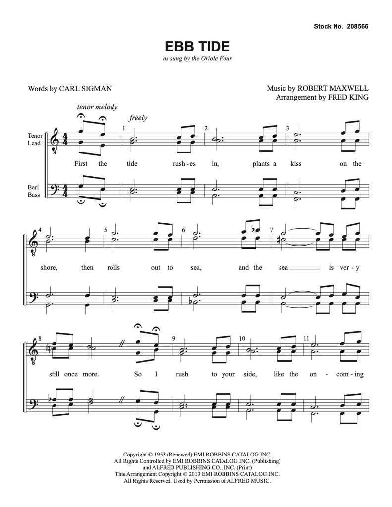 Ebb Tide (arr. King) (TTBB) - Barbershop Harmony Society