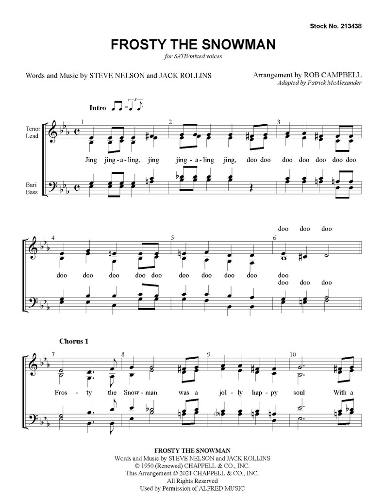 Frosty the Snowman (SATB) (arr. Campbell) - Barbershop Harmony Society