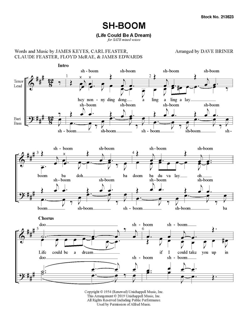 Sh-Boom (Life Could Be a Dream) (SATB) (arr. Briner) - Barbershop ...