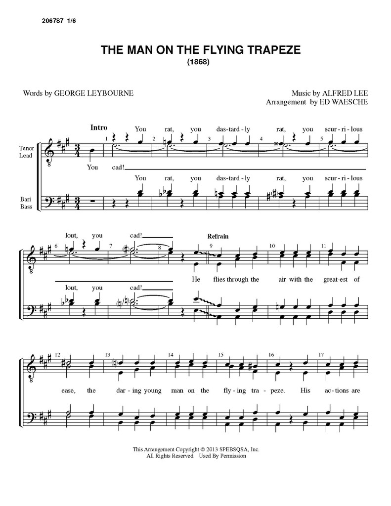 The Man on the Flying Trapeze (TTBB)(arr Waesche) - Download ...