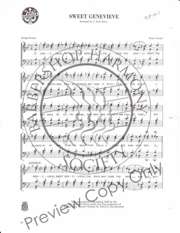 Sweet Genevieve (TTBB) (arr. Rowe) - Barbershop Harmony Society