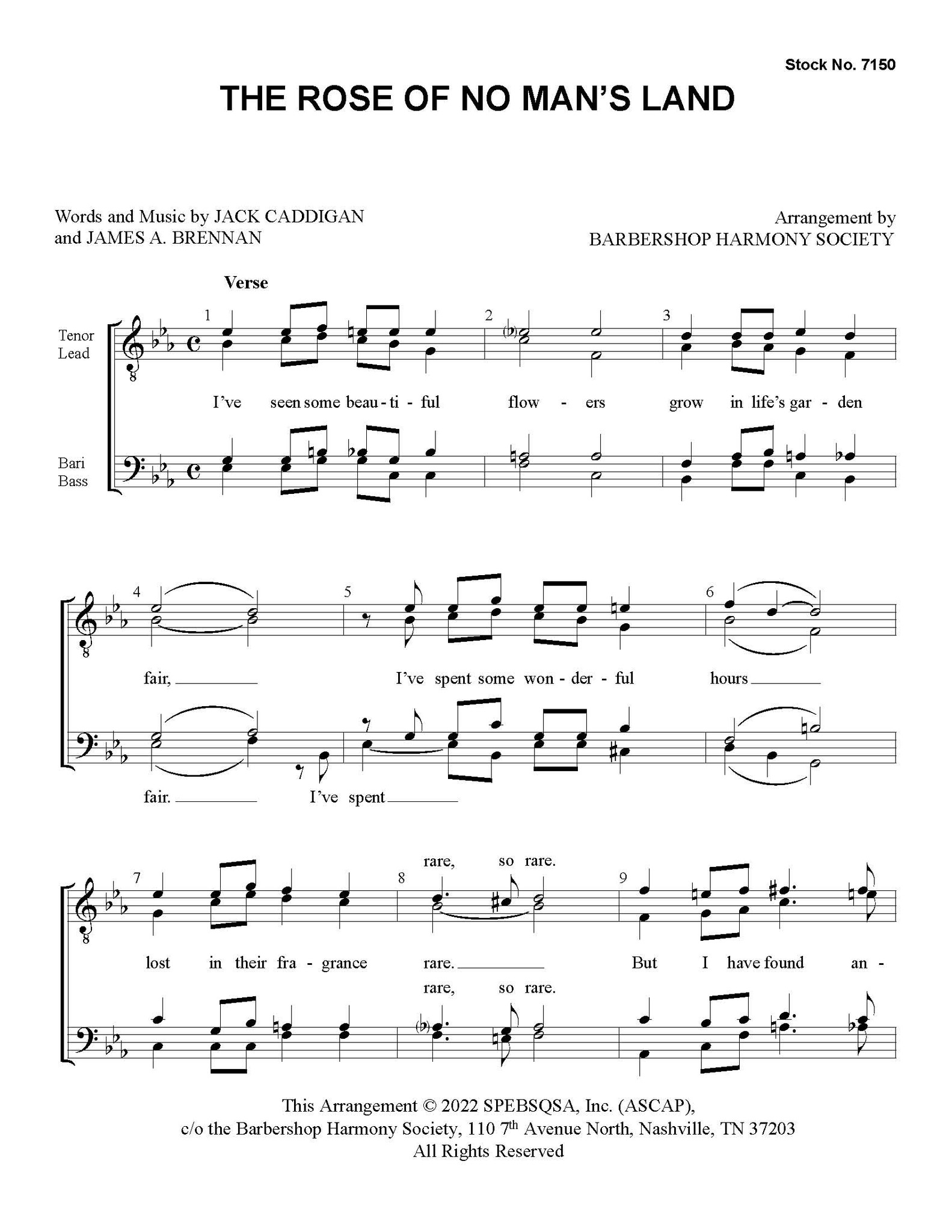 The Rose Of No Man's Land (TTBB) - Barbershop Harmony Society
