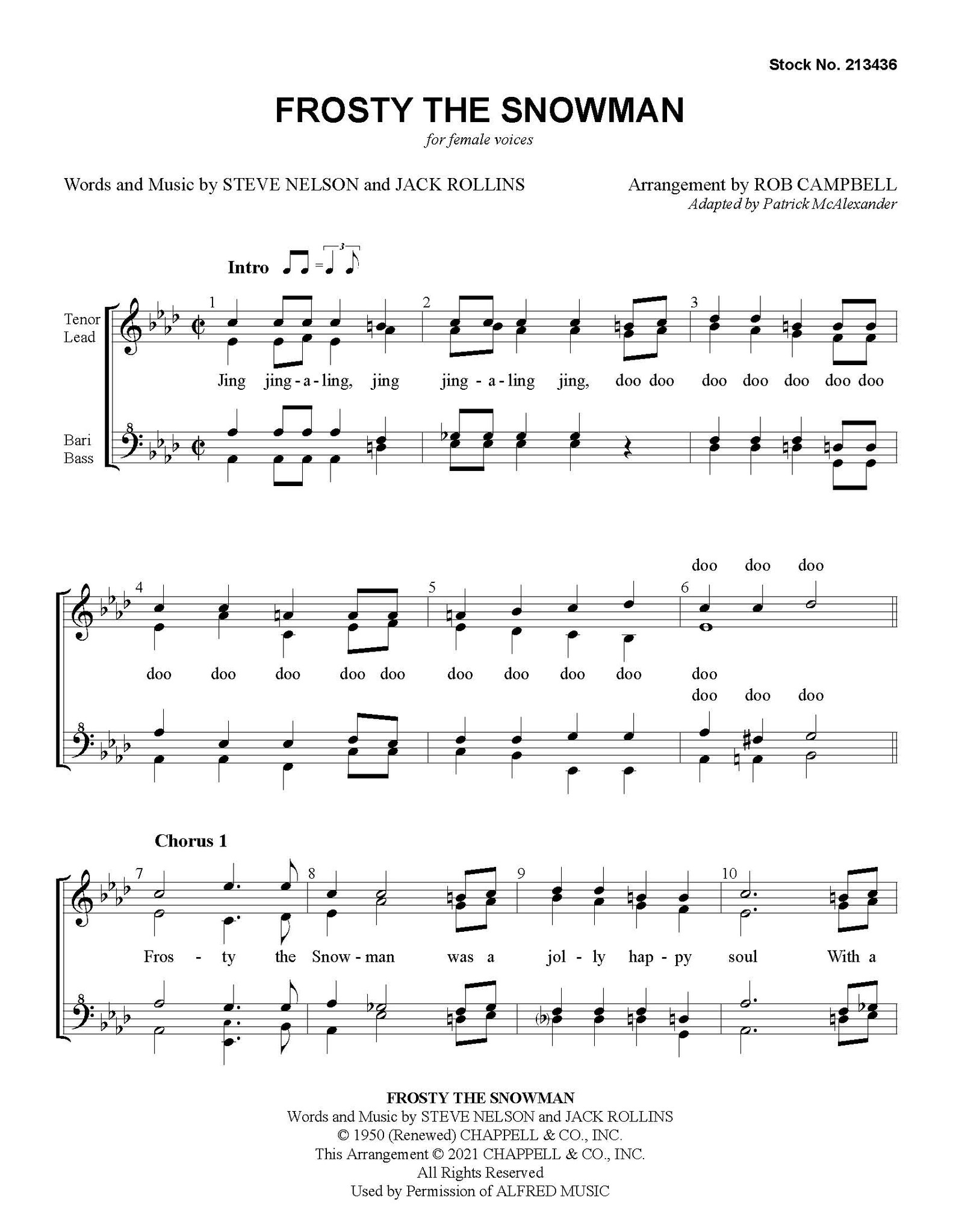 Frosty the Snowman (SSAA) (arr. Campbell) - Barbershop Harmony Society