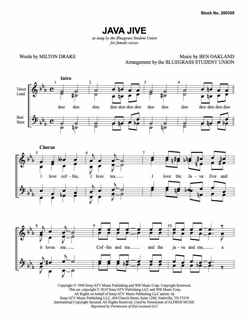 Java Jive (SSAA) (arr. Bluegrass Student Union) (Australia & New ...