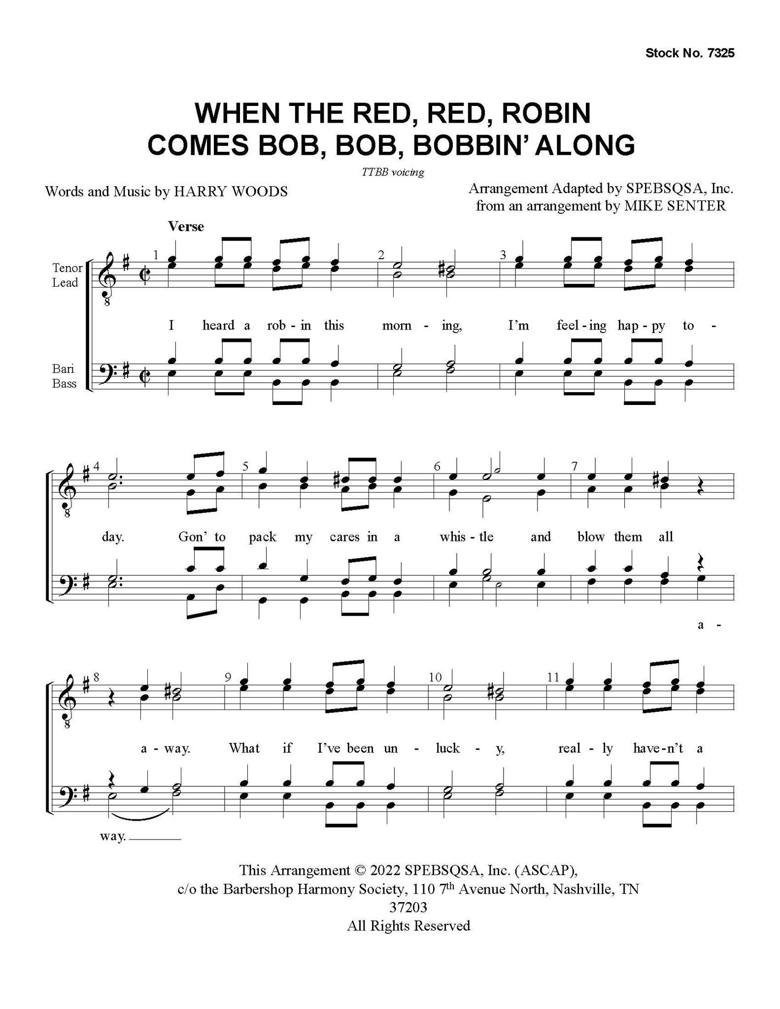 When The Red, Red, Robin Comes Bob, Bob, Bobbin' Along (TTBB ...