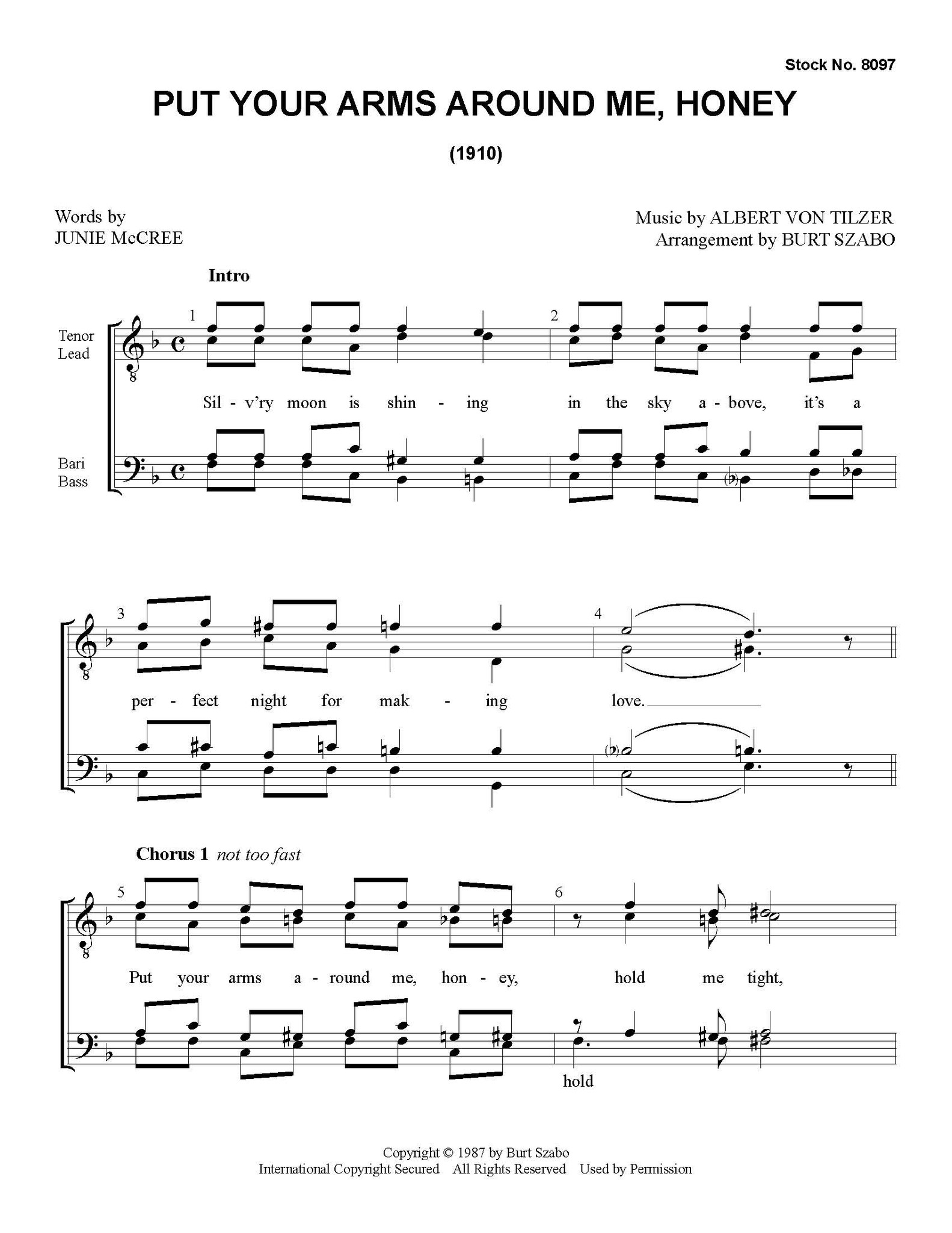 Put Your Arms Around Me Honey (TTBB) (arr. Szabo) - Download ...