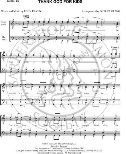 Thank God For Kids (TTBB) (arr. Richard Carr)-Download-UNPUB ...