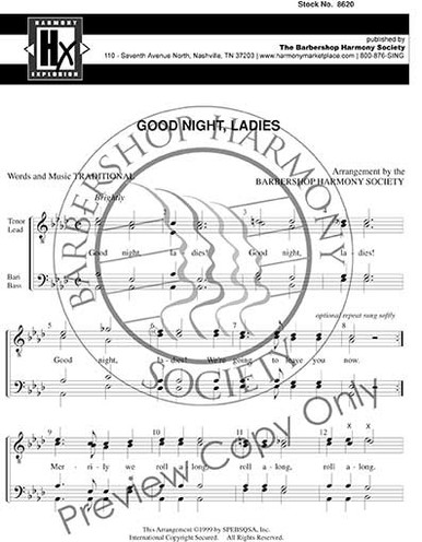 Goodnight, Ladies (TTBB) - Download - Barbershop Harmony Society