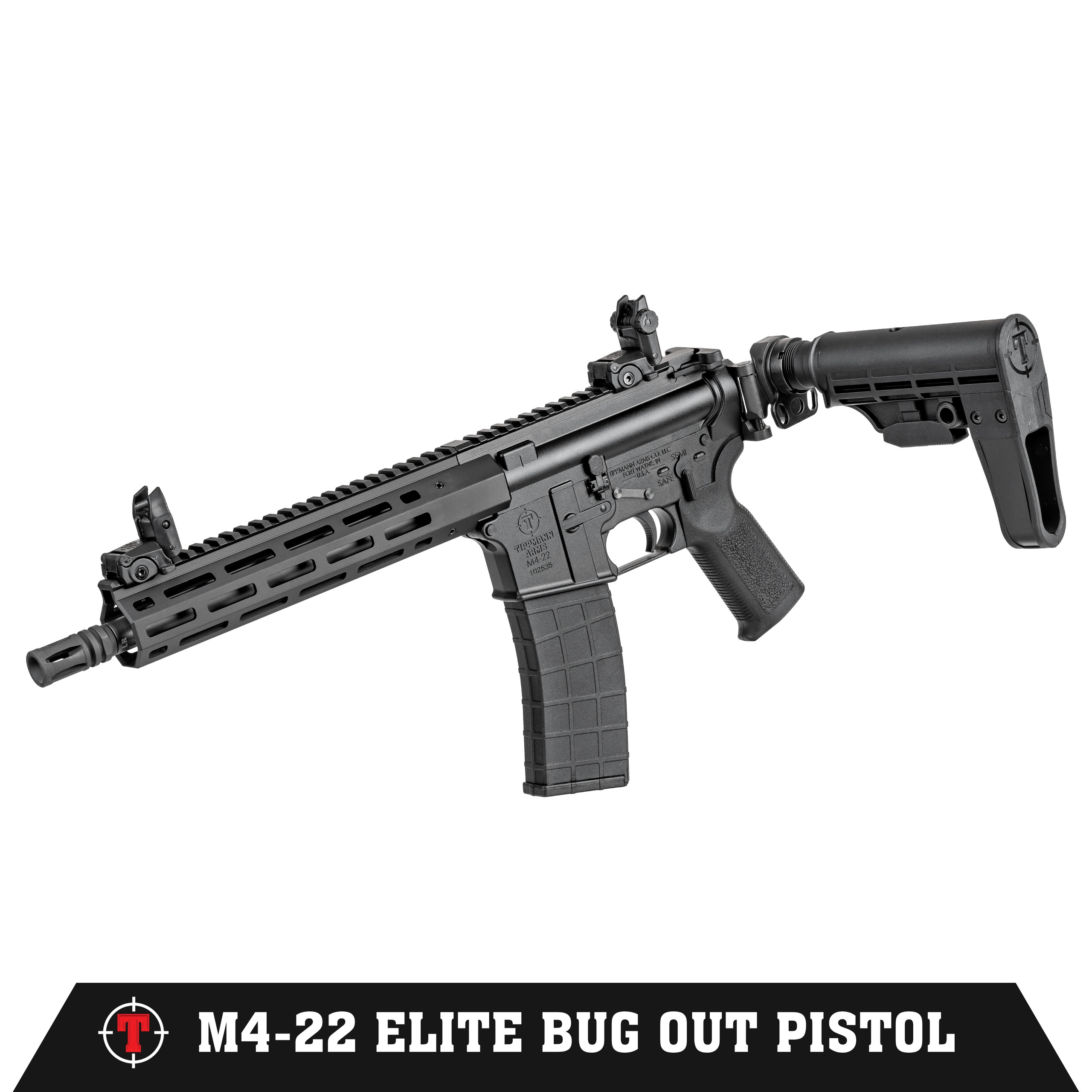 Tippmann Arms M4-22 ELITE BUG OUT ISS Integrally Suppressed Pistol ...