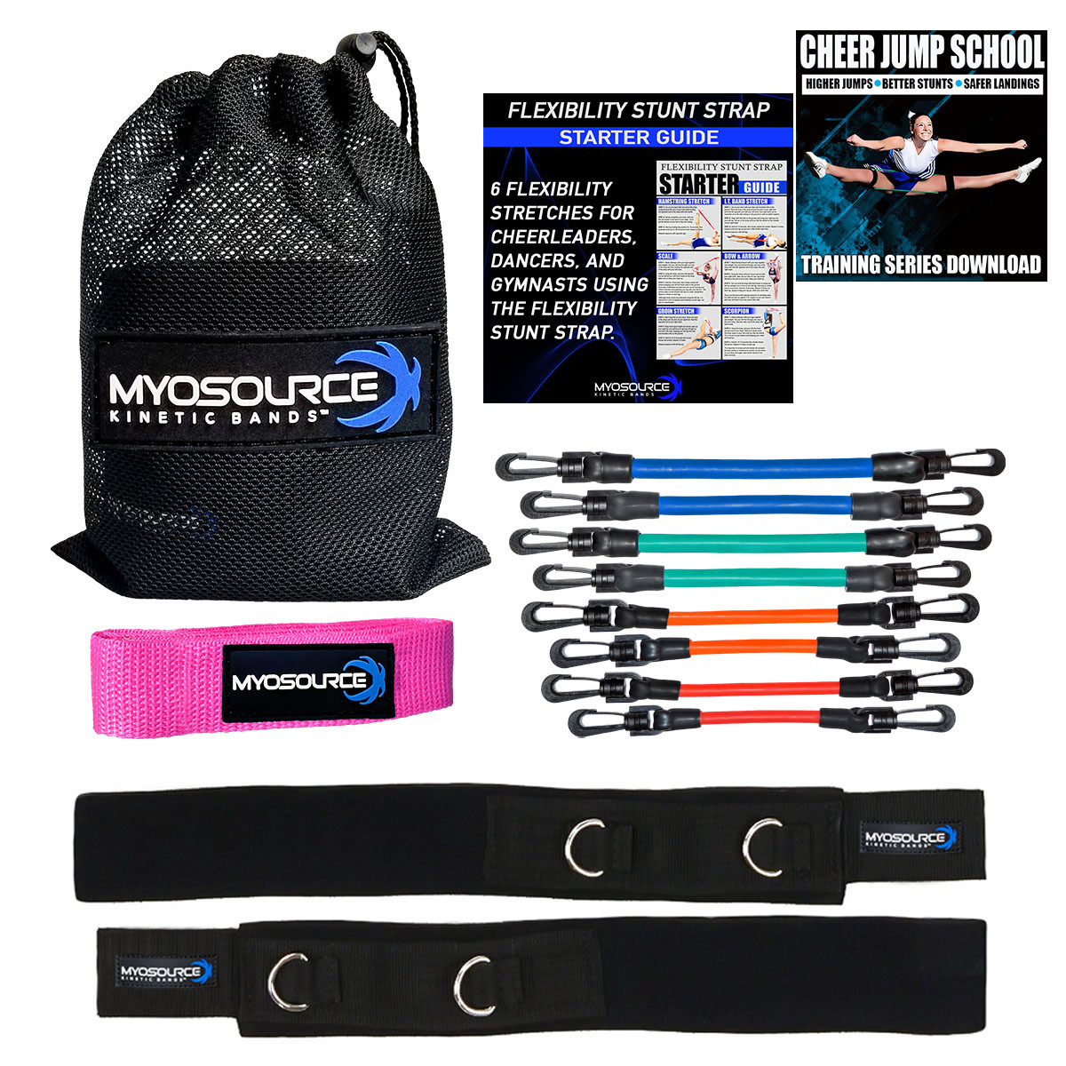 Cheer Kinetic Bands with Stunt Strap and Downloadable Workout Guide