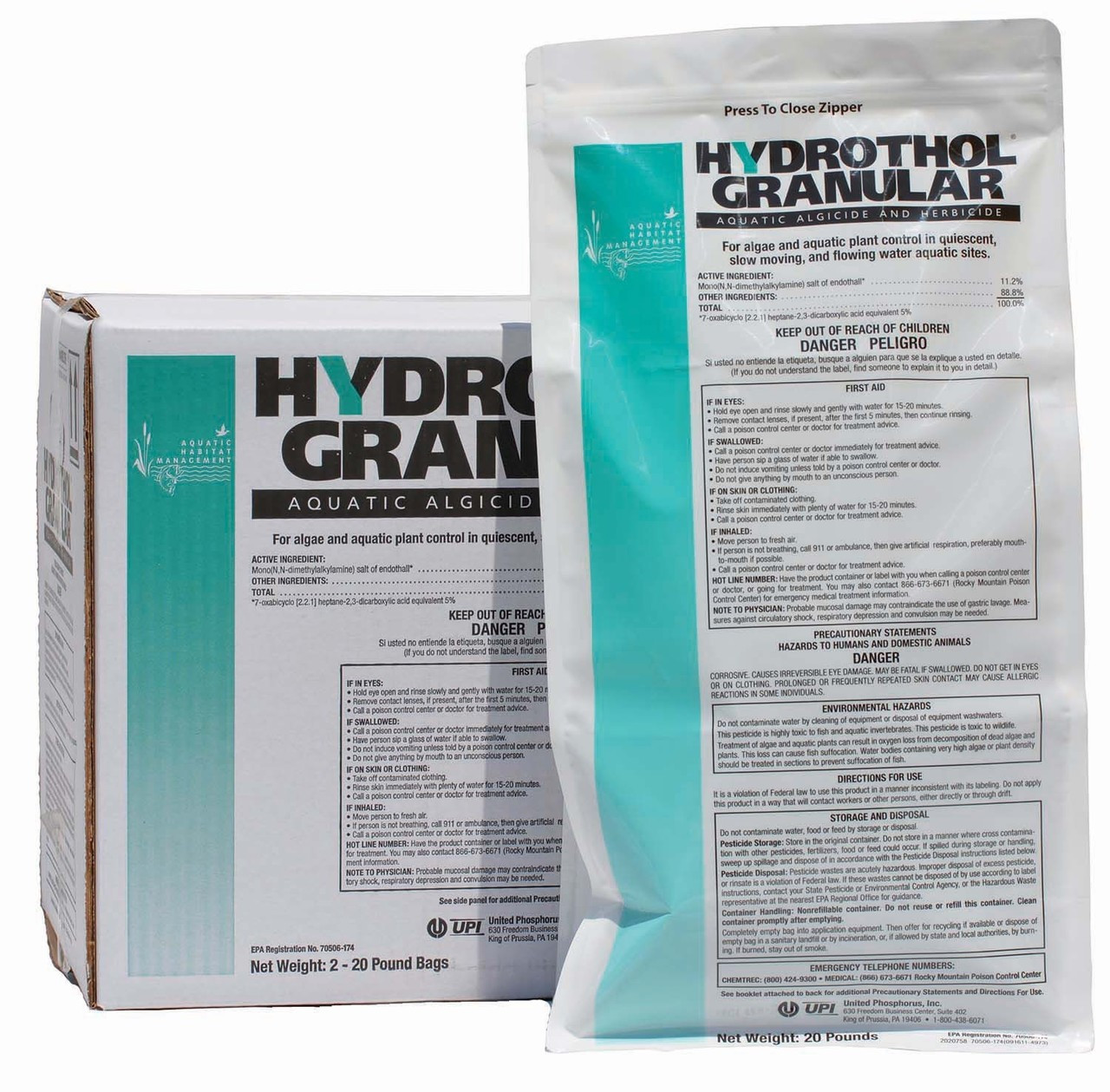 Hydrothol Herbicide - 40 lb. box (two 20 lb. resealable bags) : Pond ...