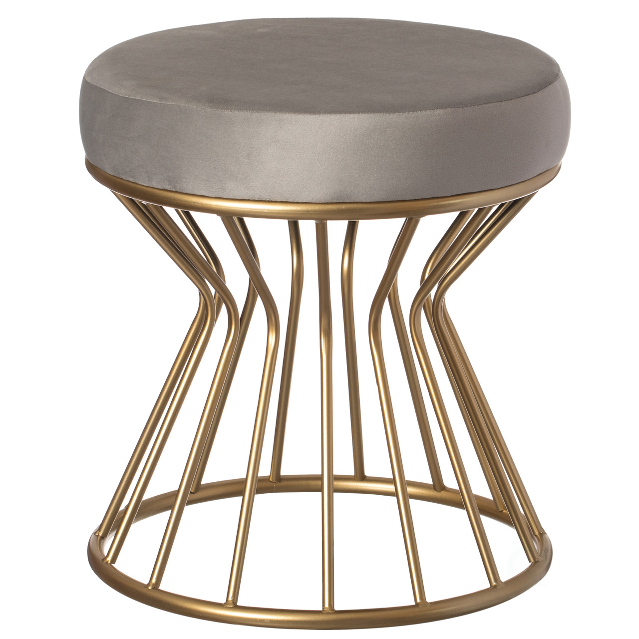 Buy Wholesale QI004322 Modern Round Velvet Stool with Bent Gold Metal ...