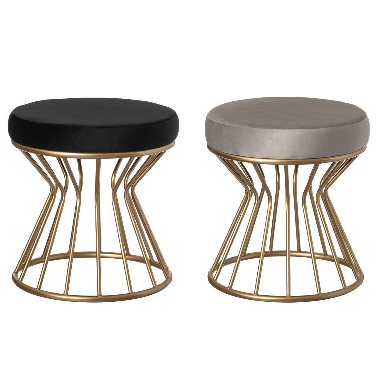 Buy Wholesale QI004322 Modern Round Velvet Stool with Bent Gold Metal ...