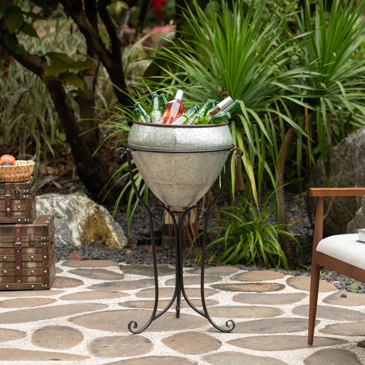 Buy Wholesale QI004438 Silver Galvanized Metal Beverage Cooler Tub with ...