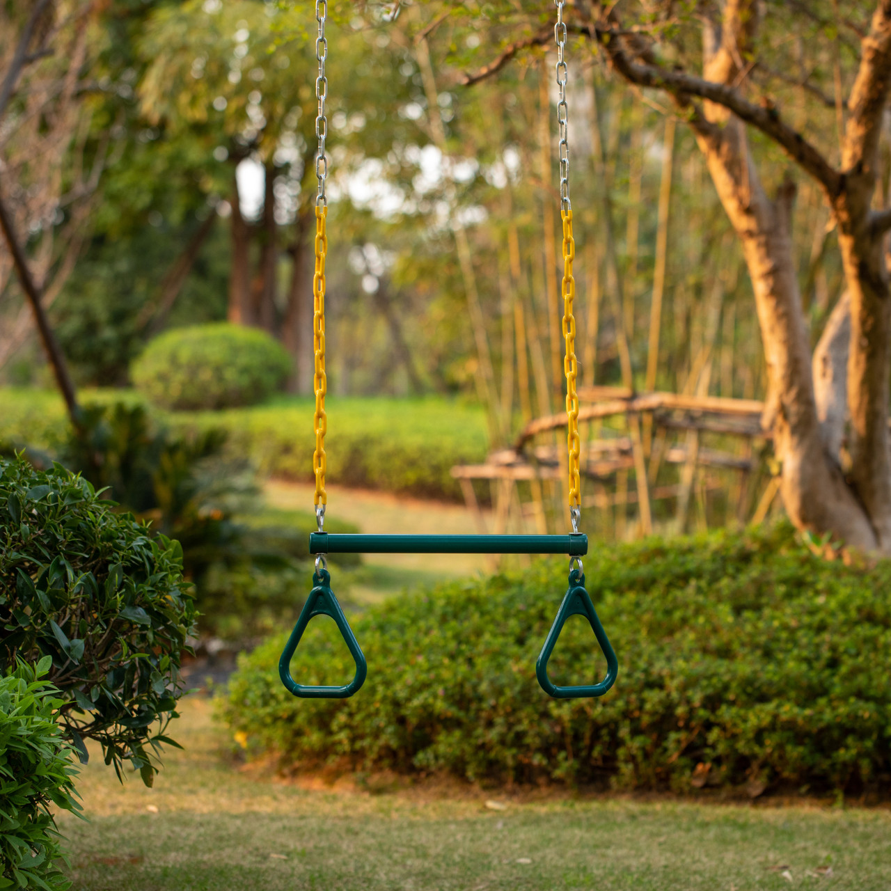 Outdoor Playground Gym Heavy Duty Kids Fun Hanging Trapeze Bar, Green ...