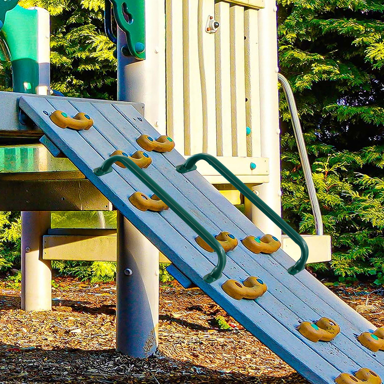 Green Metal Safety Grab Handles Set, Kids Outdoor Play House Hand Grip ...