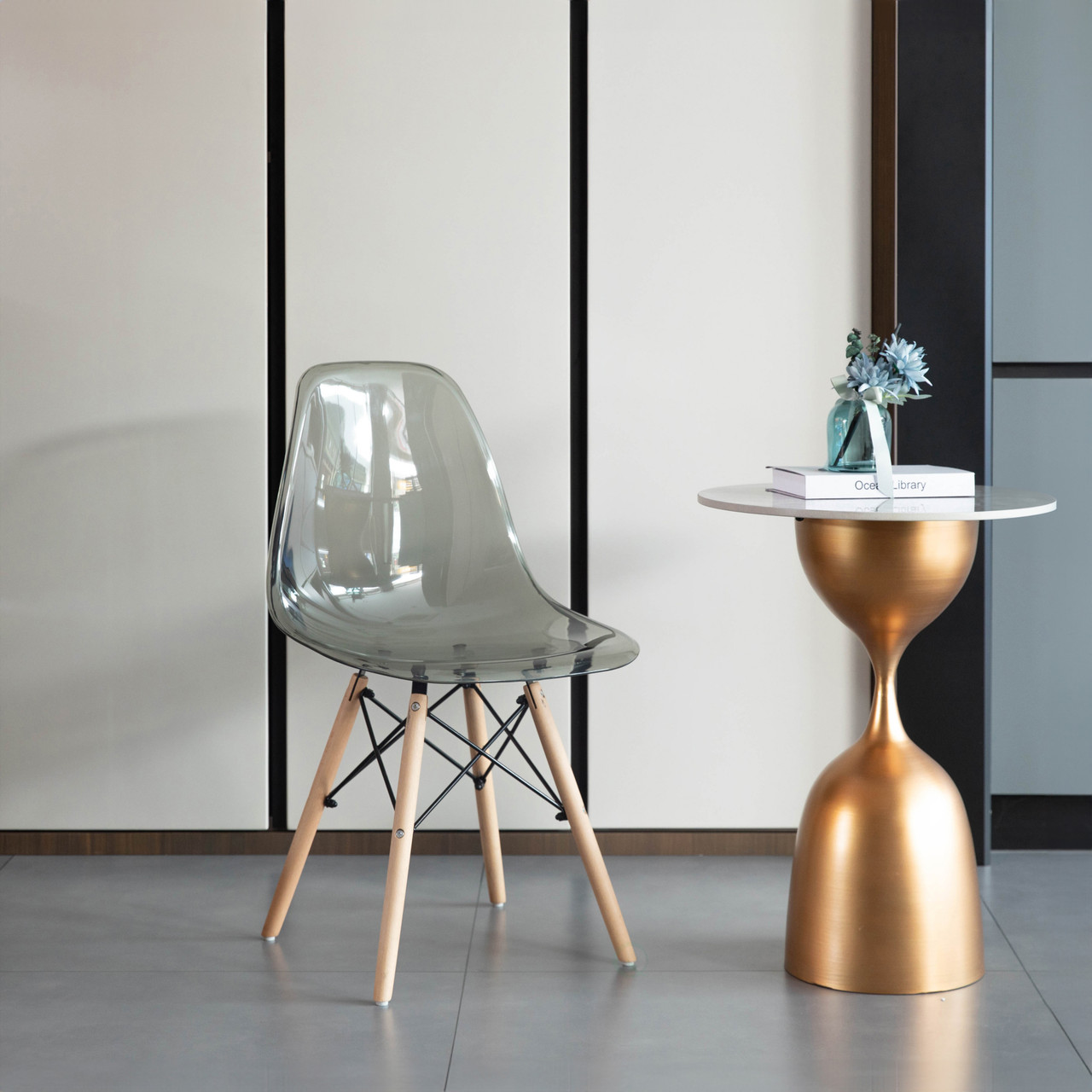 Mid-Century Modern Style Dining Chair with Wooden Dowel Eiffel Legs ...