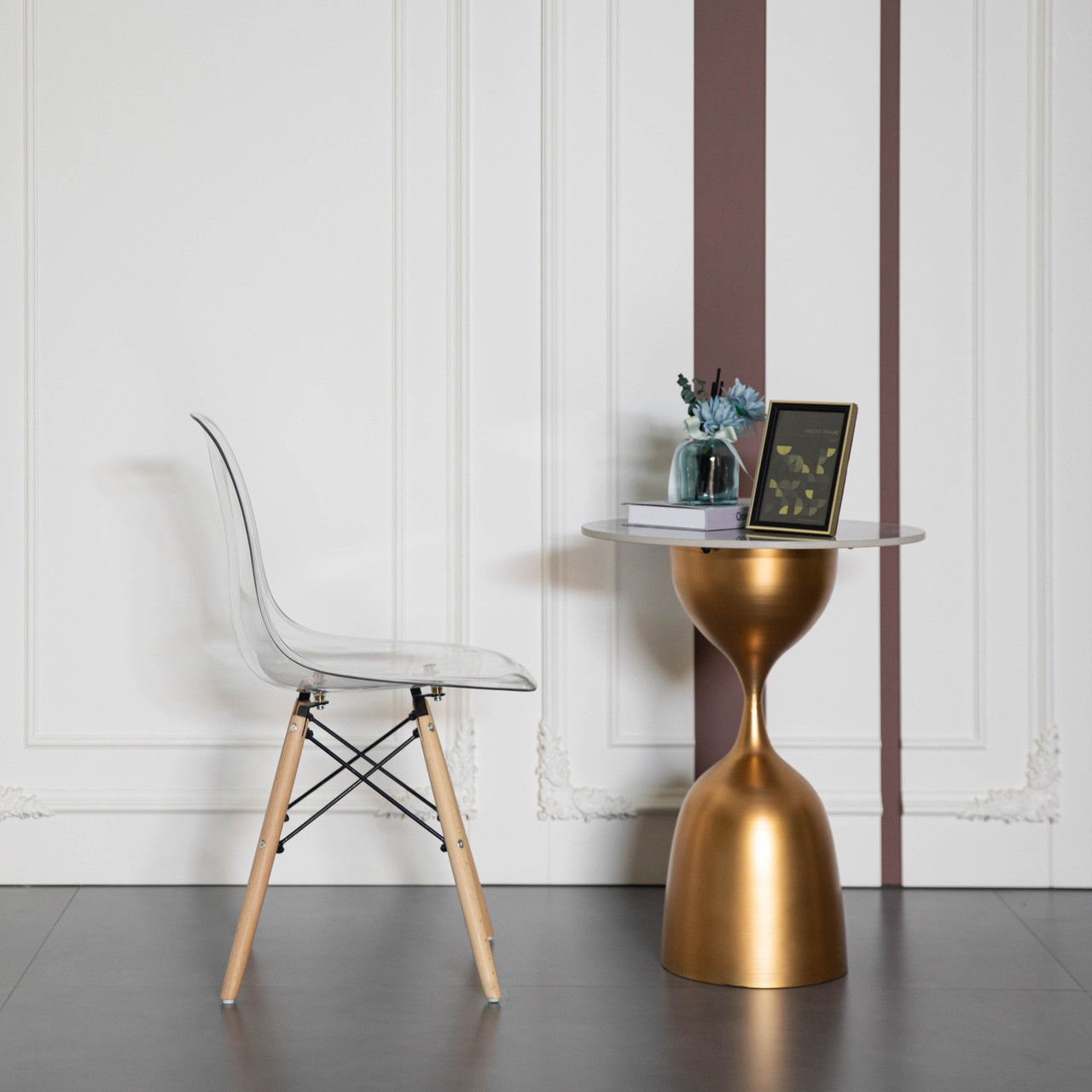 Mid-Century Modern Style Dining Chair with Wooden Dowel Eiffel Legs ...