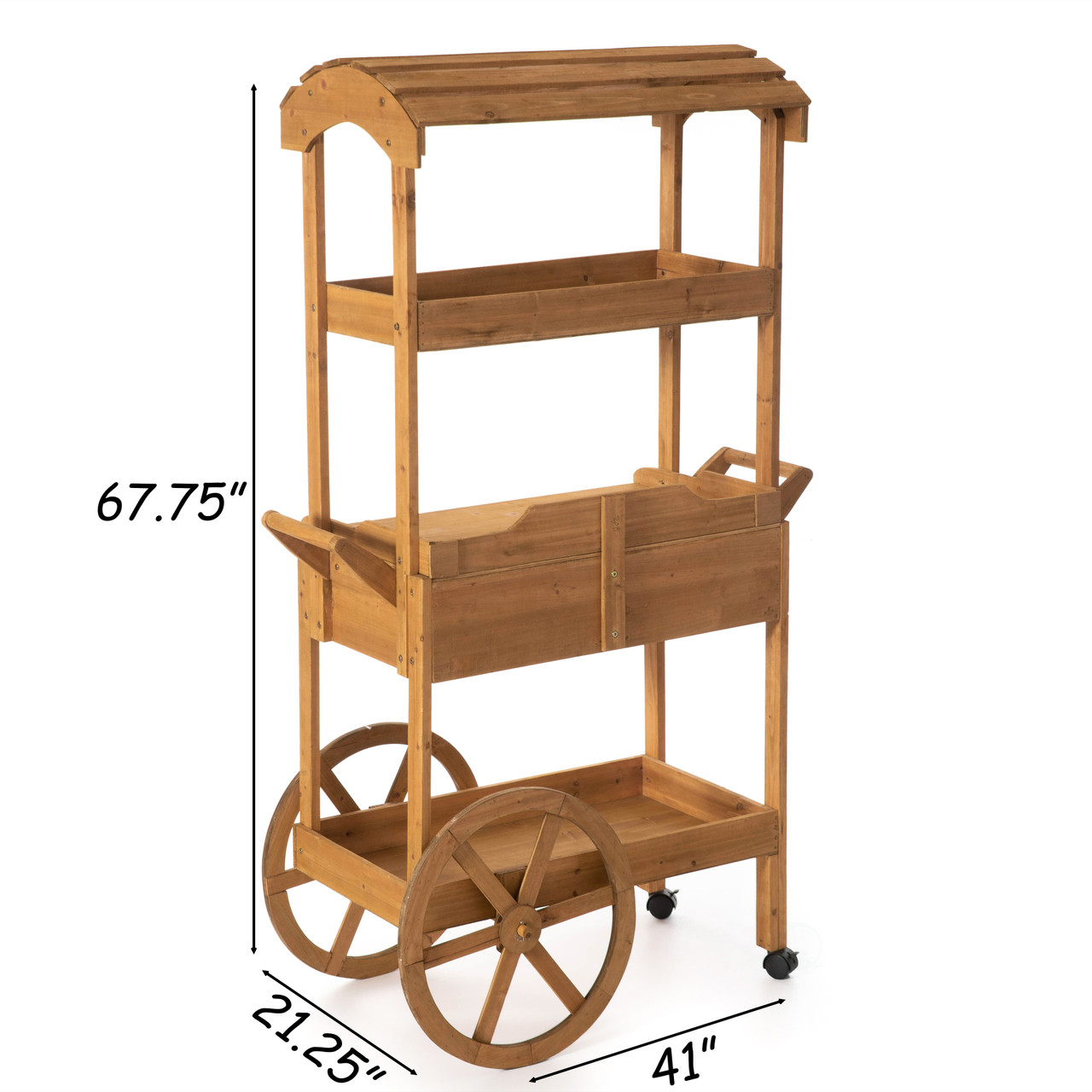 Large Wooden Display Rolling Table with Drawers and Wheels 3 Tier with ...