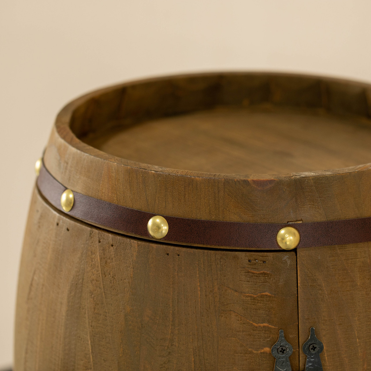 Vintage Wooden Barrel Shaped Wine Holder with a rotating turntable that ...