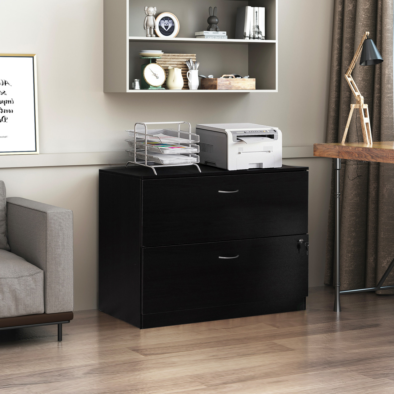 30-Inch Wooden Lateral File Cabinet with Two Spacious Drawers, One ...