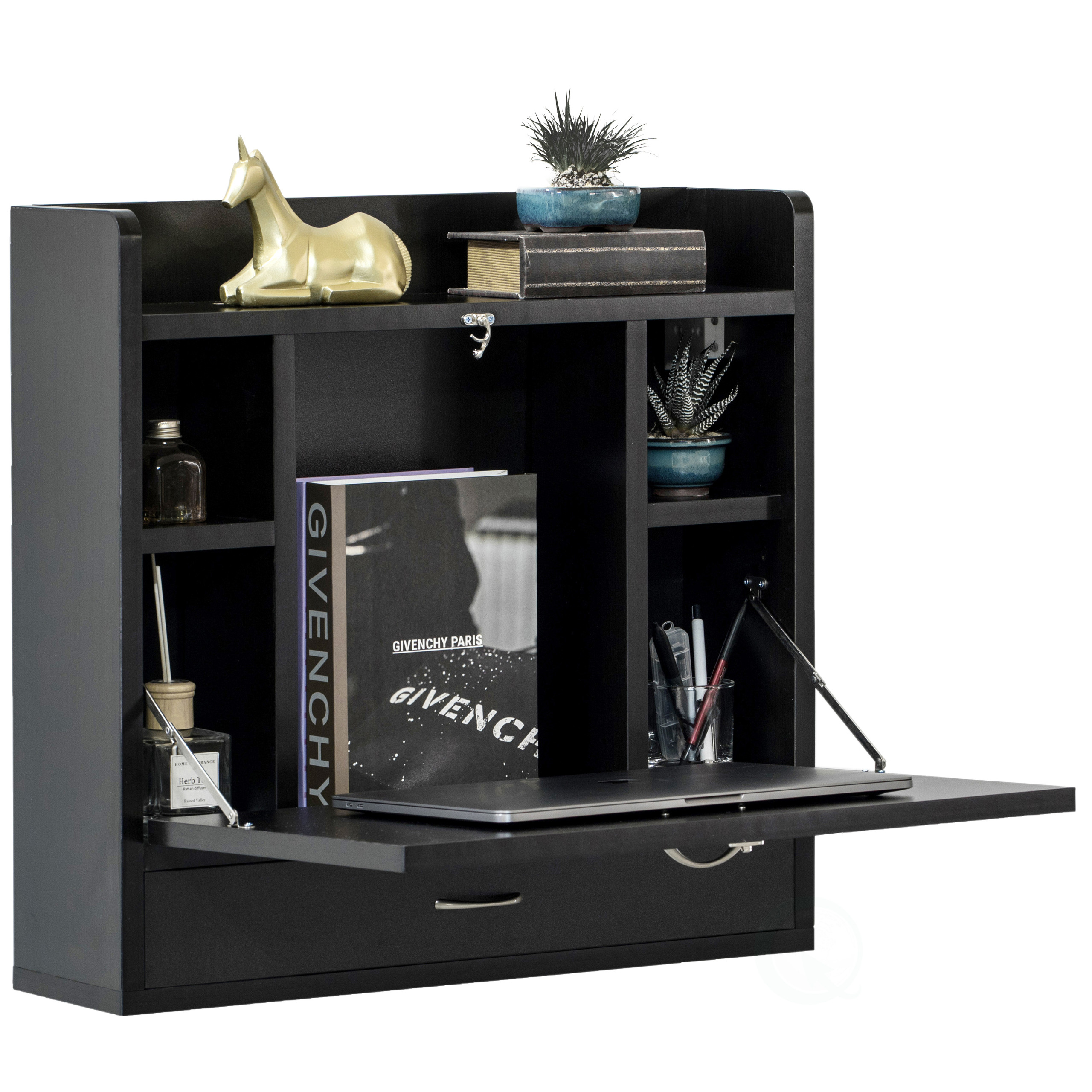 Buy Wholesale QI003558 Wall Mount Laptop Fold-out Desk with Shelves