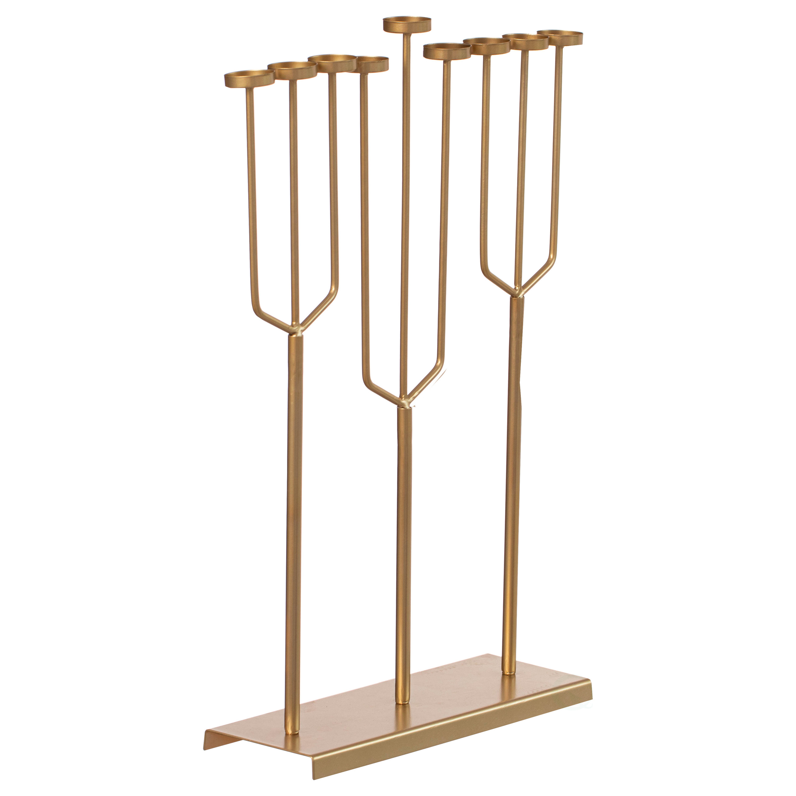 Modern Silver 9 Branch Lighting Thin Pipe Hanukkah Menorah, Metal ...