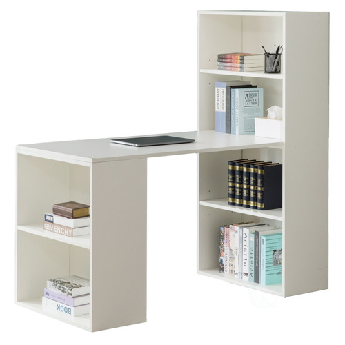Computer Writing Workstation Table with Combo Bookshelf Bookcase ...