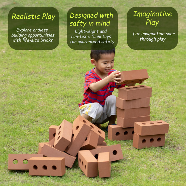 Construction Stacking Building Red Brick Block, Rectangle Foam Kids ...