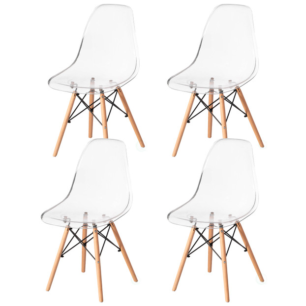 Mid-Century Modern Style Dining Chair with Wooden Dowel Eiffel Legs ...