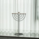 Modern Silver 9 Branch Lighting Thin Pipe Hanukkah Menorah, Metal ...