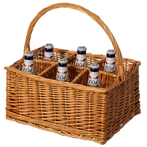 Indoor and Outdoor 6 Bottle Wine and Beverage Wicker Tote Basket ...