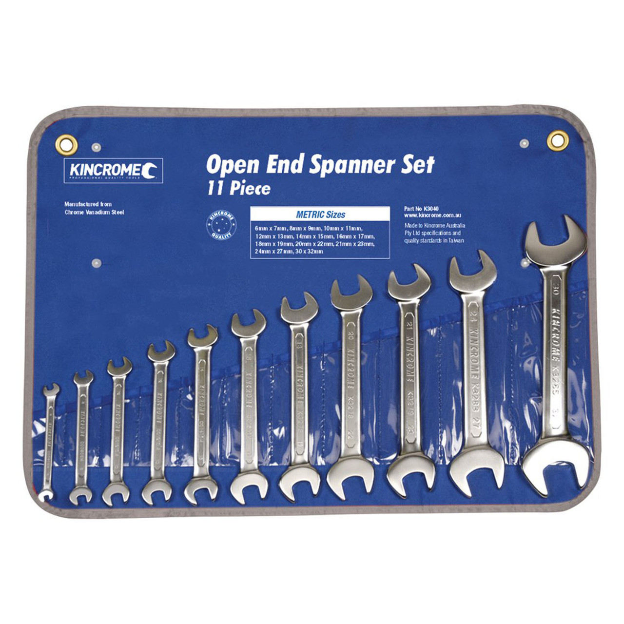 K3040, Kincrome K3040 Mega Open End Spanner Set 11 Pce Metric.
