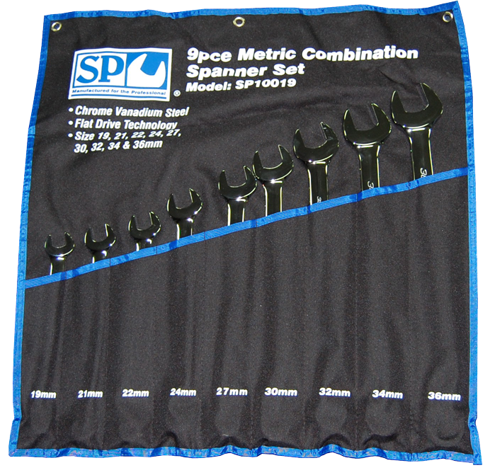 SP10019, SP TOOLS 9PC METRIC JUMBO COMBINATION SPANNER SET SP10019