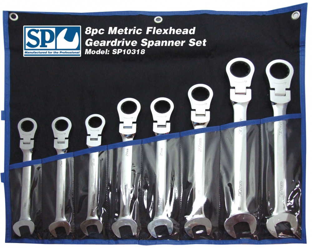 SP10318 SP Tools 420mm Long 8pc Flexhead Metric Geardrive Wrench ...