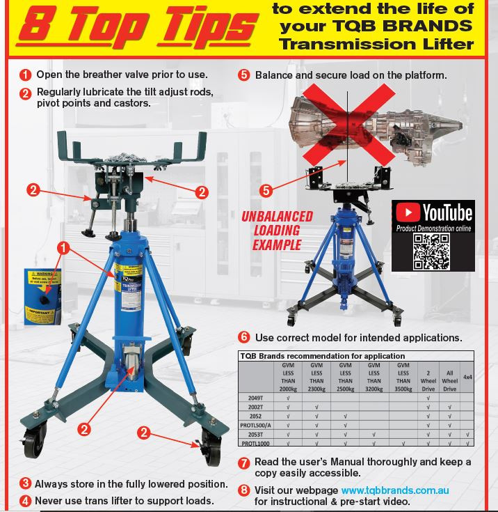 PROTL500, TQPro Expert Transmission Lifter 500kg Hydraulic Only