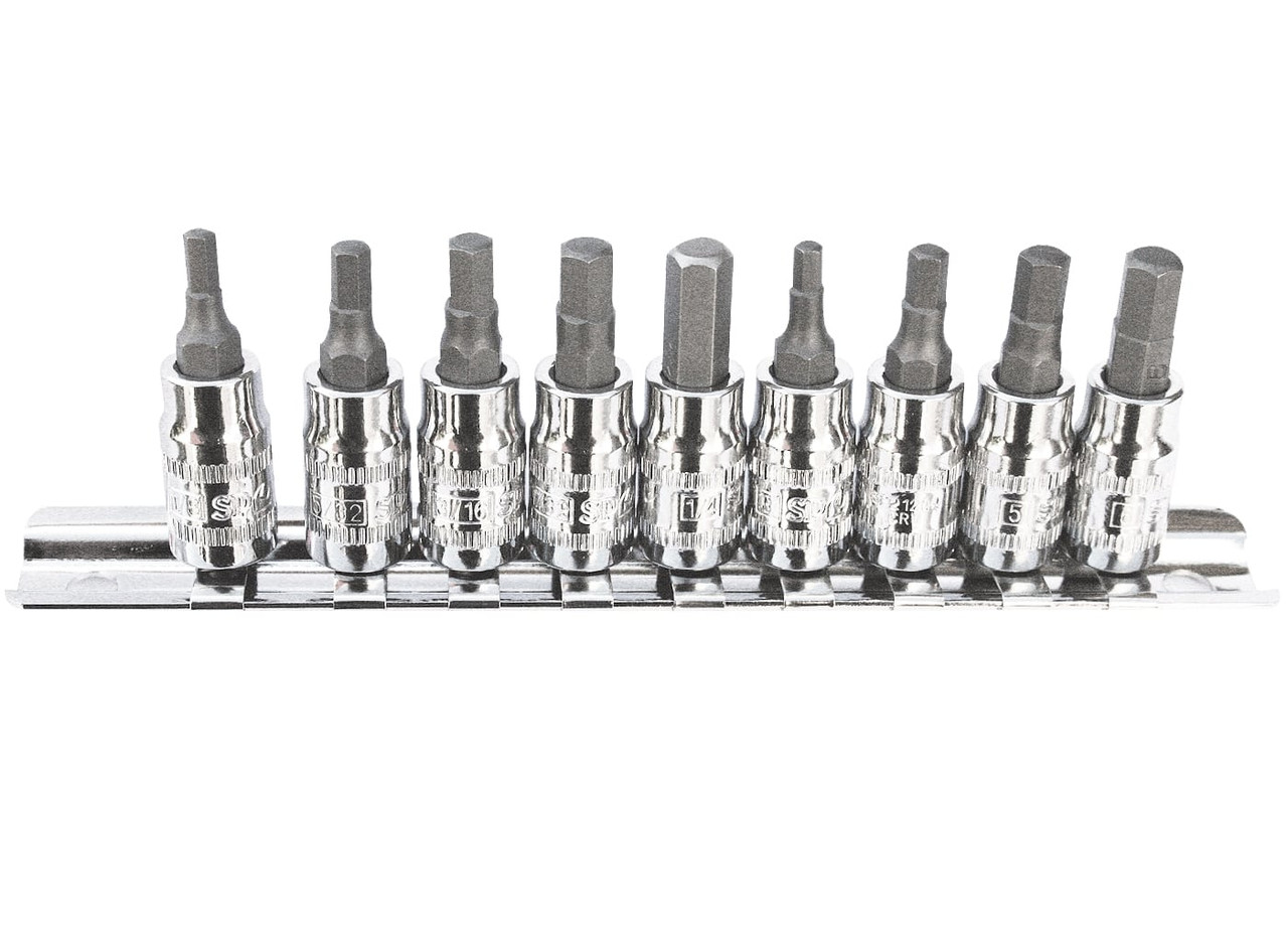SP20545, SP TOOLS 1/4"DR & 3/8"DR INHEX SOCKET RAIL SET 9PC METRIC