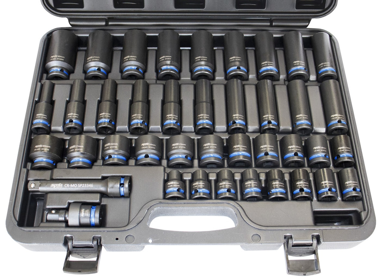 SP20322, SP Tools 40Pce Mega Metric 1/2" Deep Impact Socket Set
