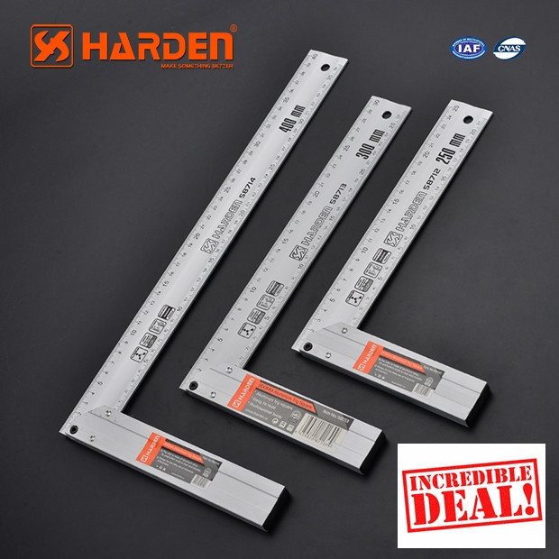 Harden Aluminium Try Square 3 Pack 250, 300, 400mm