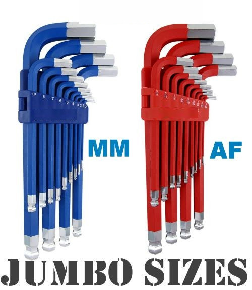 Jumbo Larger Sized AF/Metric Hex Key Duo Pack