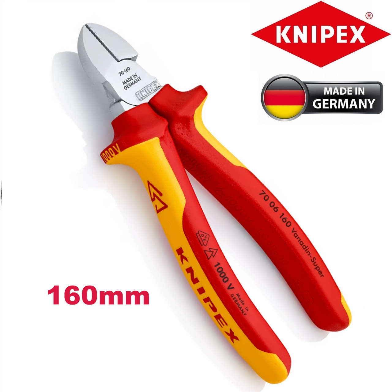 70 06 160 | Knipex 1000V Insulated Diagonal Cutter 160 mm