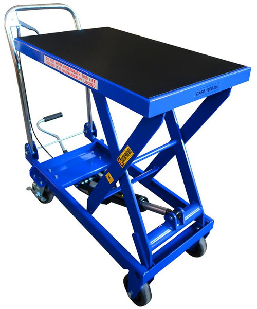 6003T, Tradequip Scissor Lift Workshop Trolley 450KG Fold Down Handle