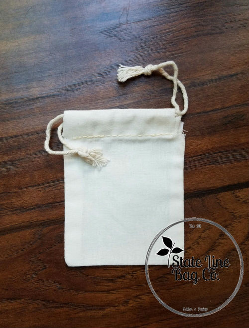 2.75" x 4" Premium Double - Drawstring 130 GSM Cotton Muslin Bags - 100 ...