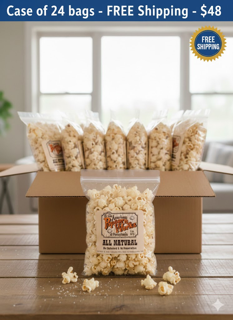 Case of 24 1oz Snack Size Bags of Popcorn - FREE SHIPPING - Popcorn Works