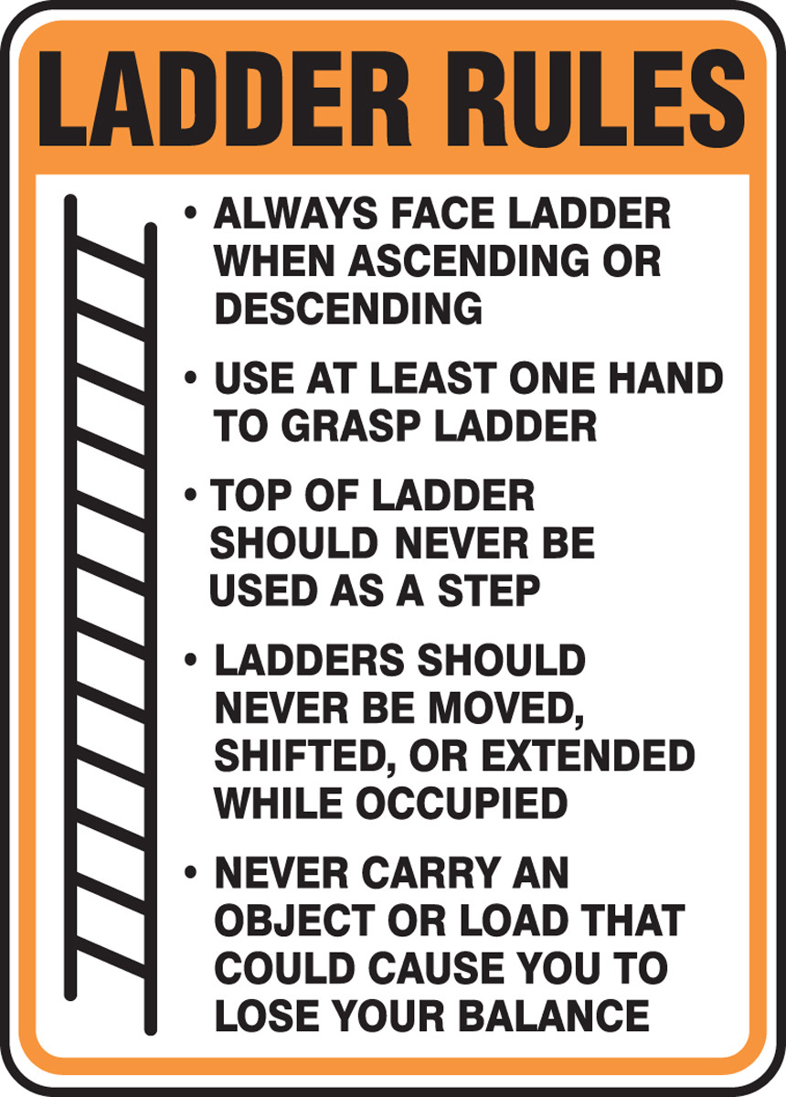 Ladder Rules Always Face Ladder When Ascending Or Descending Use At ...