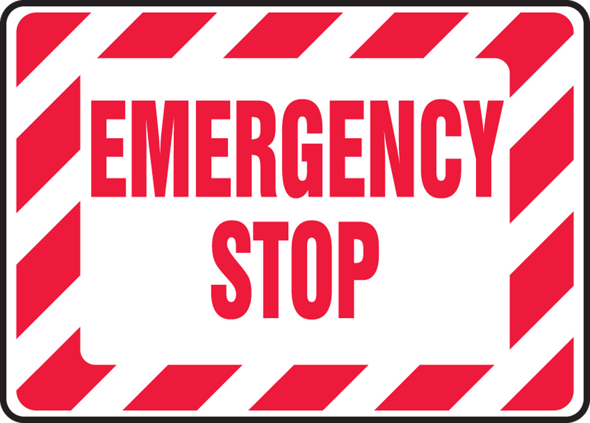 Emergency Stop IMO Sign glows in the dark for visibility.