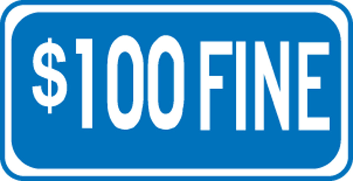 $100 Fine Sign can be added to handicapped parking signs.