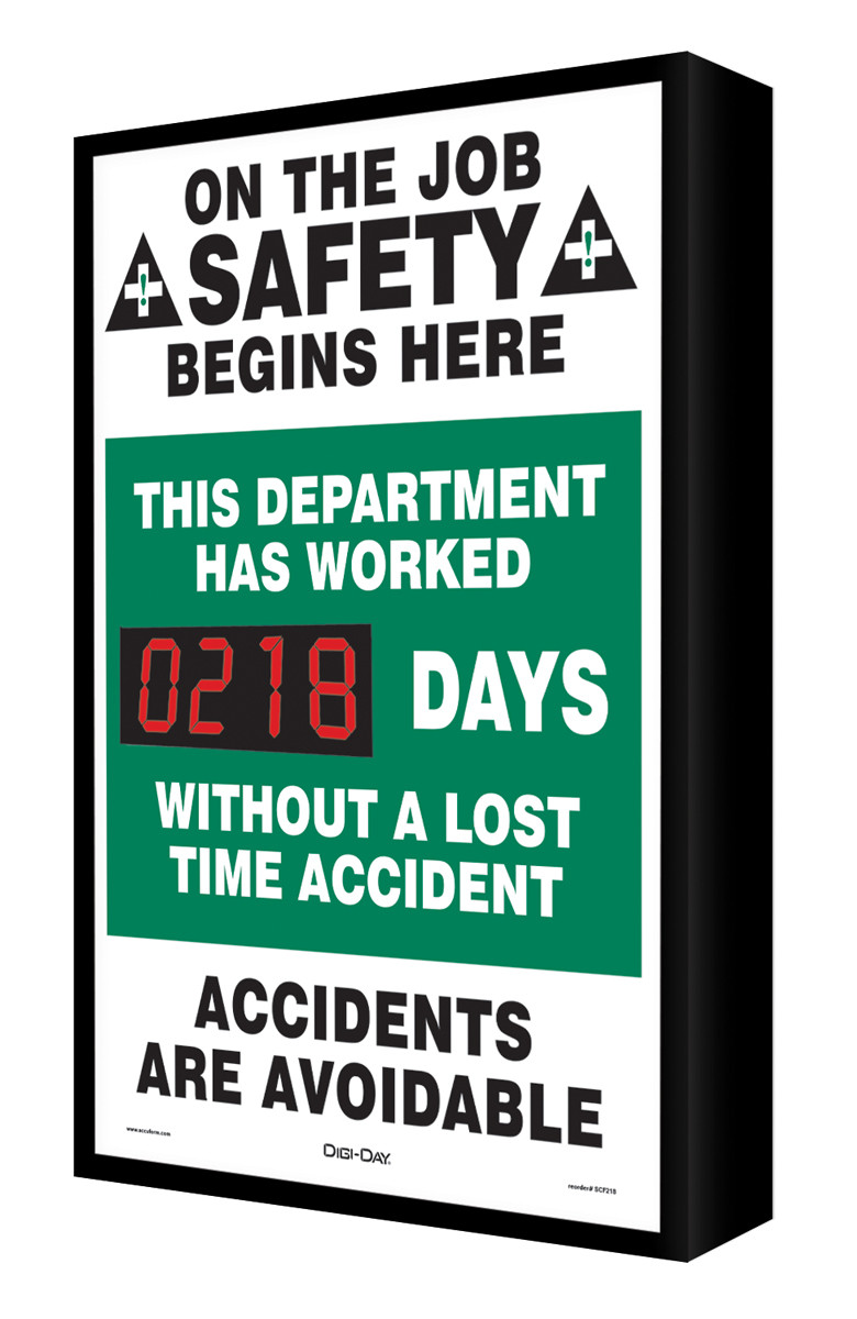 Digi Day Electronic Safety Scoreboard- Backlit LED Lite- On the Job ...