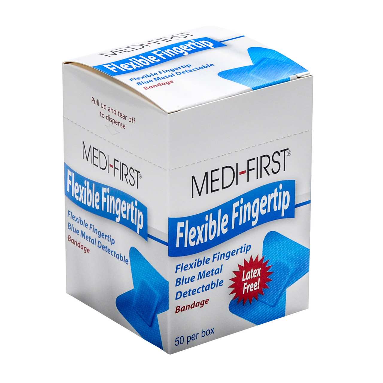 Blue Metal Detectable Fingertips Bandages 50 Per Box 66050