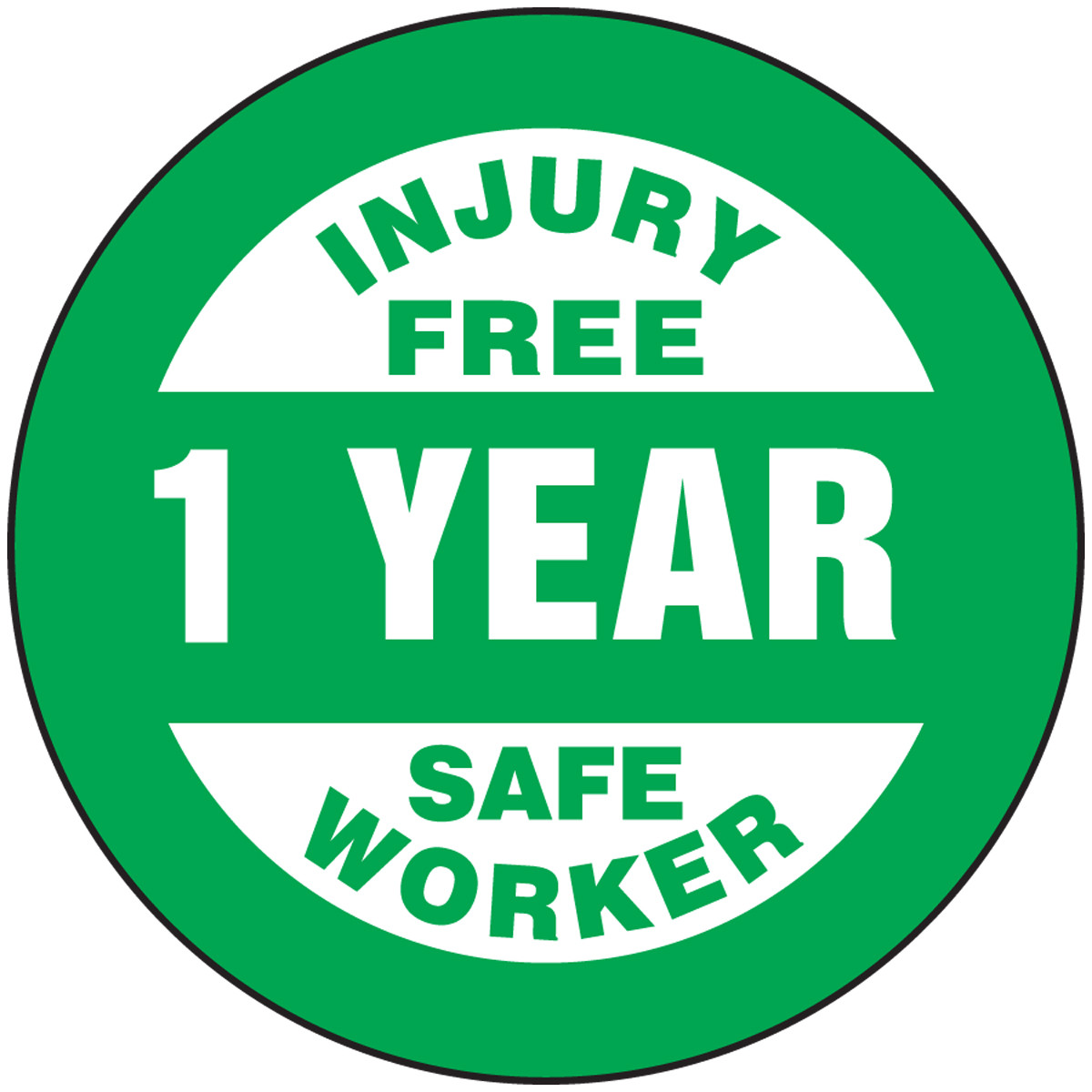 Injury Free 1 Year Safe Worker Hard Hat Decal LHTL361